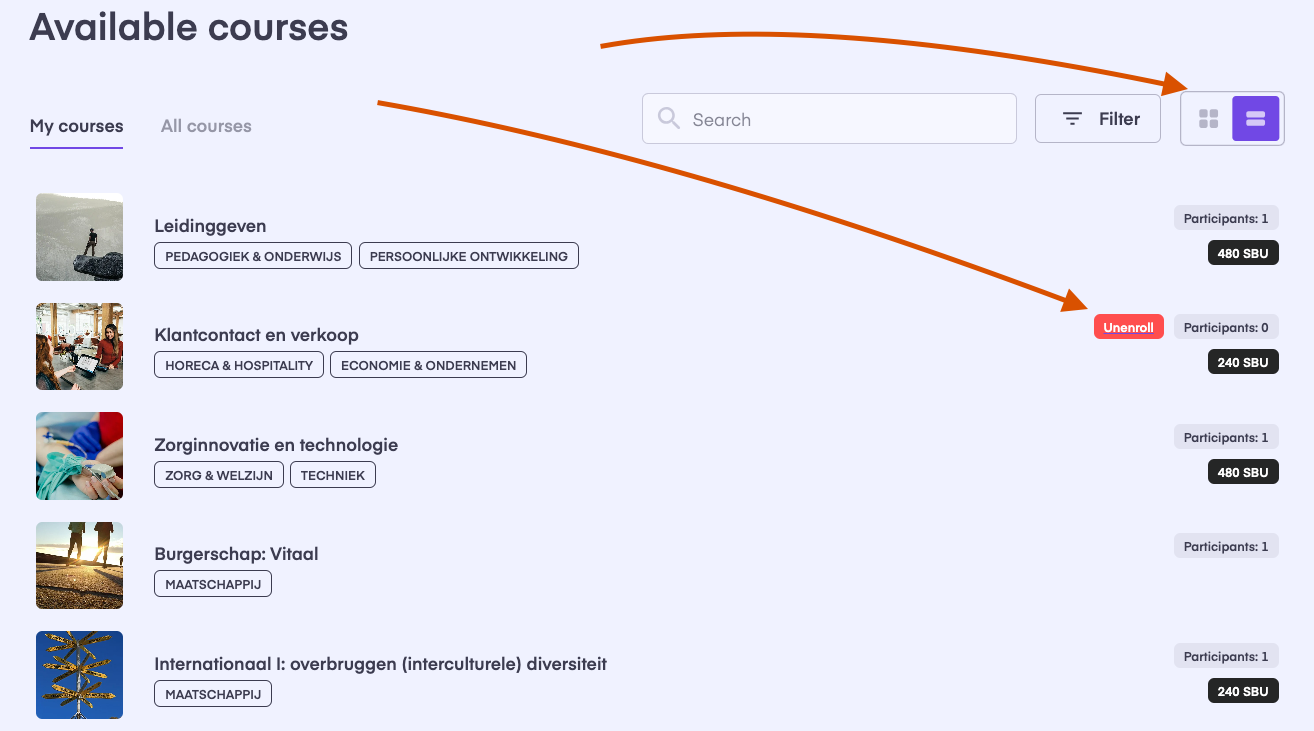 Unenrolling from a course - coaches – All You Can Learn